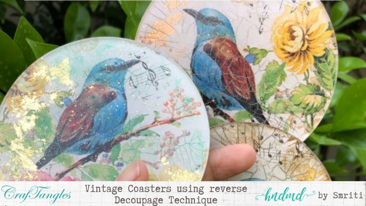 Vintage Coasters using Reverse Decoupage Technique - HNDMD Blog