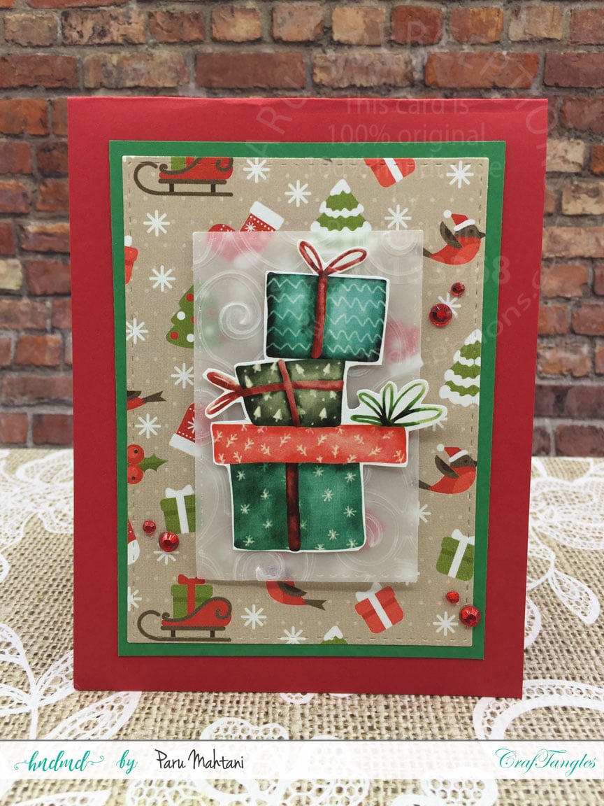 Christmas cards using patterned paper and Christmas elements pack ...