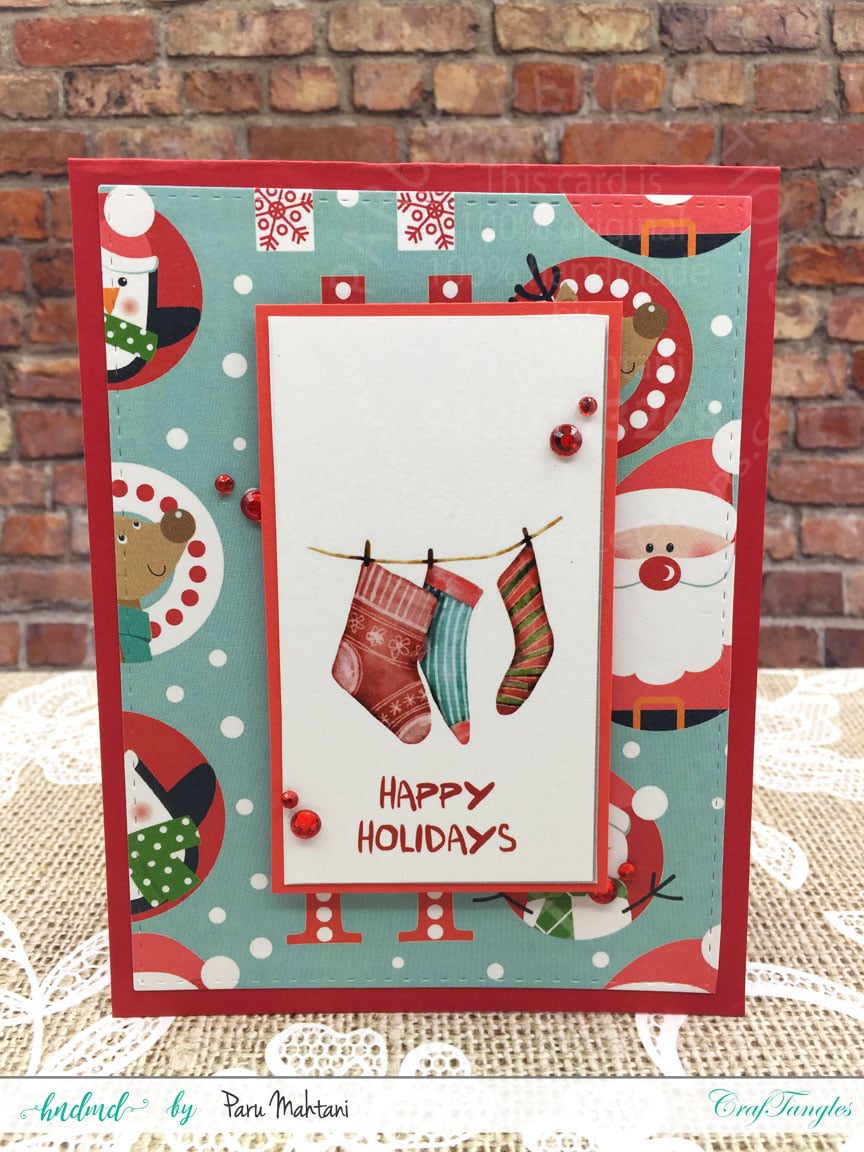 Christmas cards using patterned paper and Christmas elements pack ...