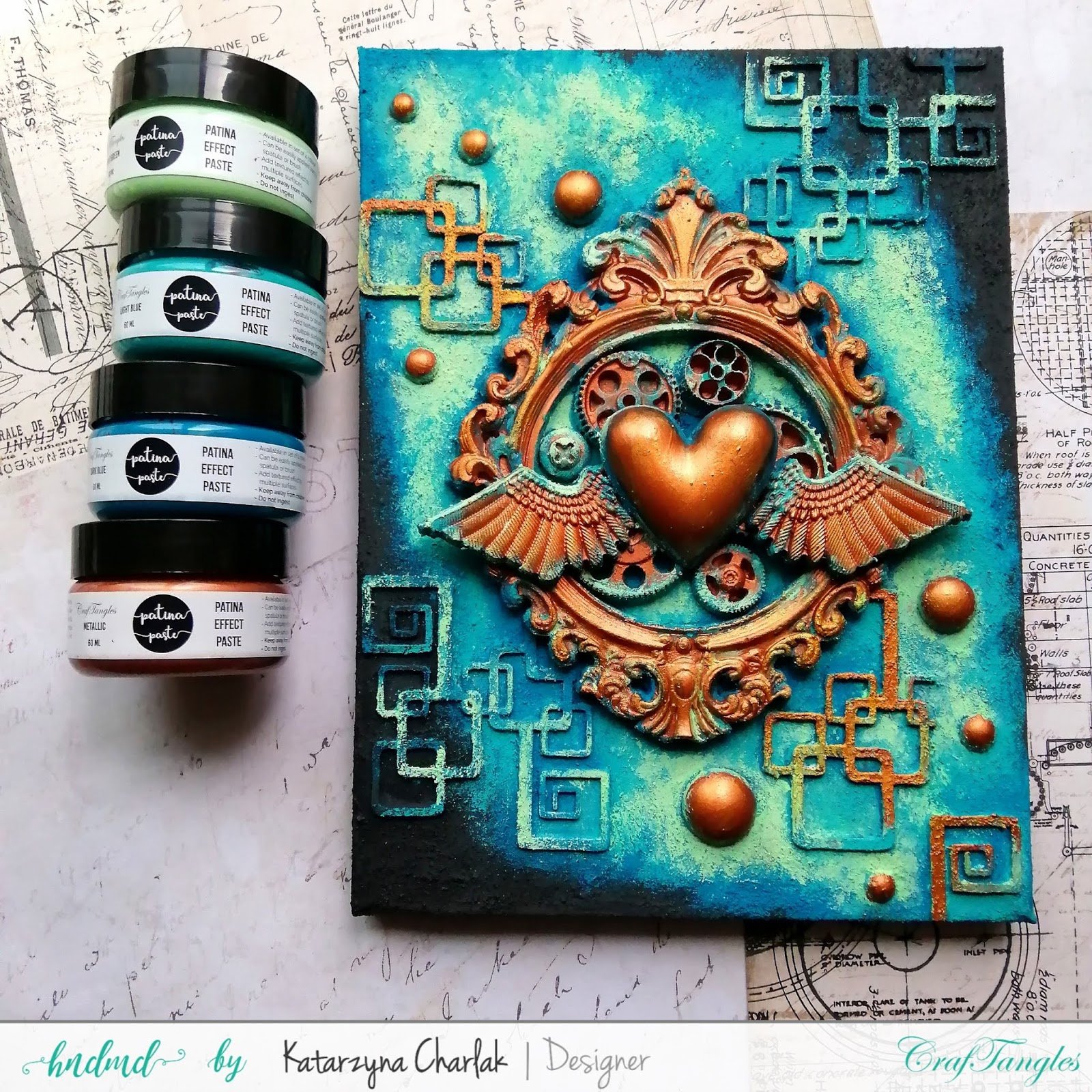 Patina Effect on canvas by Katarzyna Charlak - CraftAdda Blog
