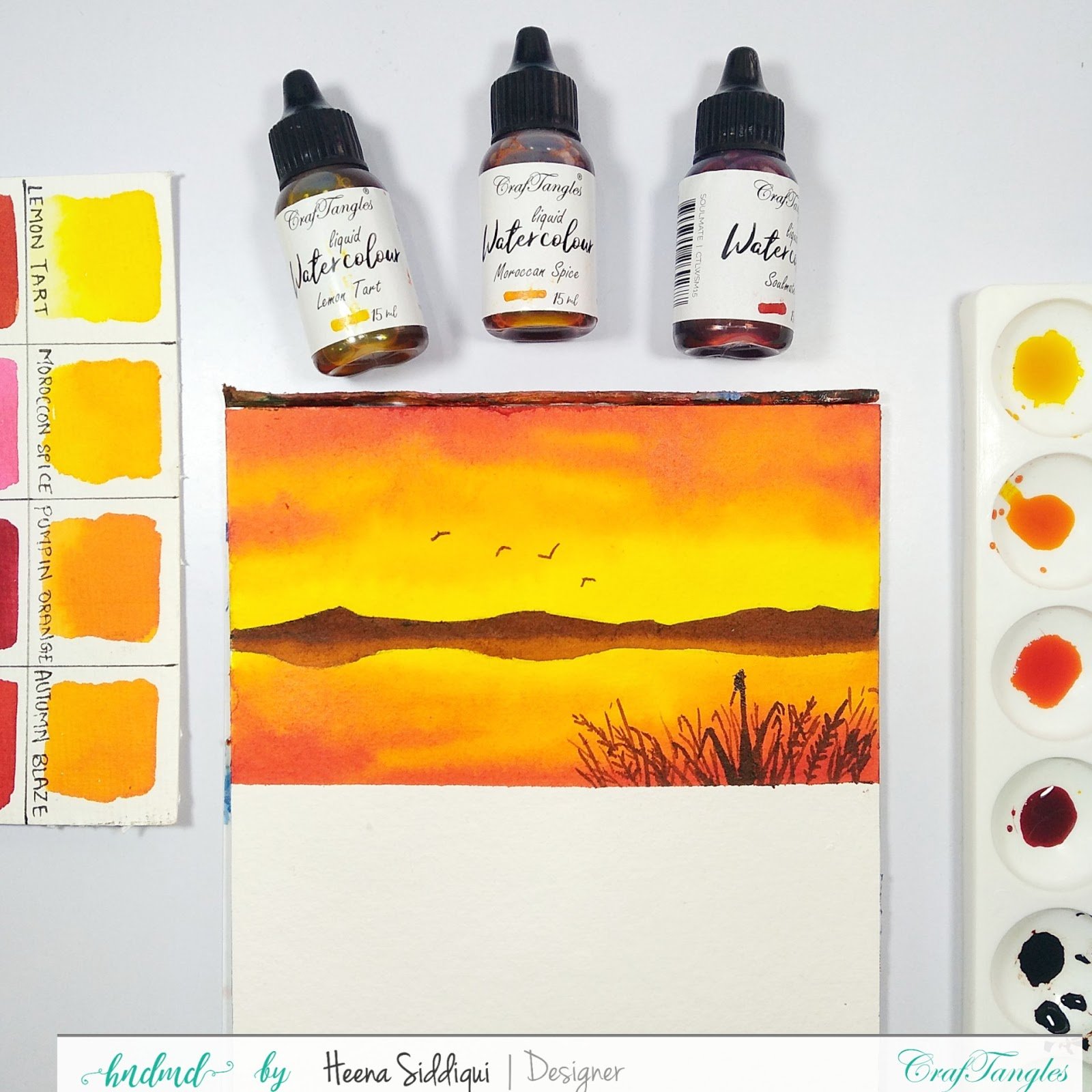 Sunset using Craftangles Liquid Watercolor - CraftAdda Blog