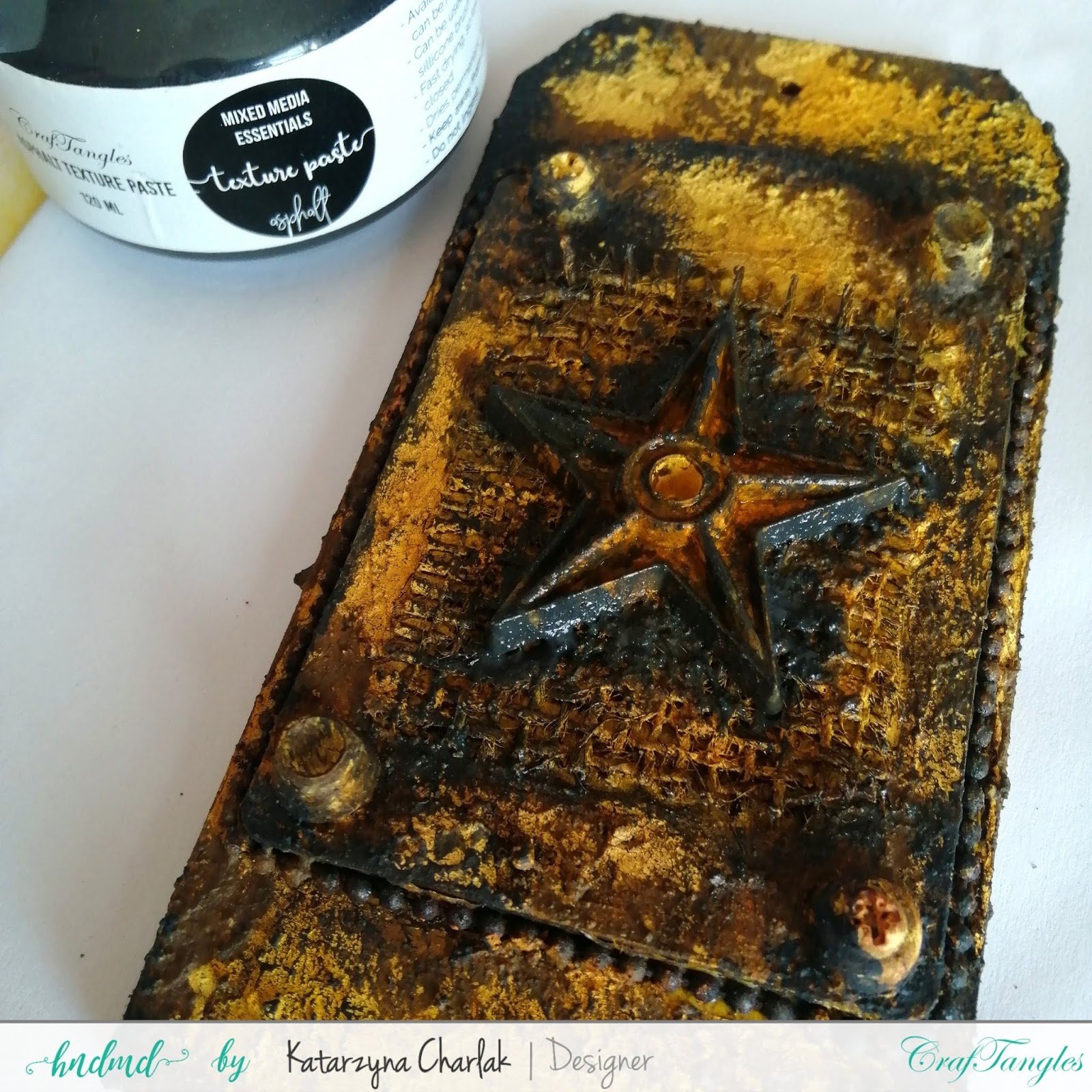 Rusty Tag- step by step tutorial by Katarzyna Charlak - HNDMD Blog