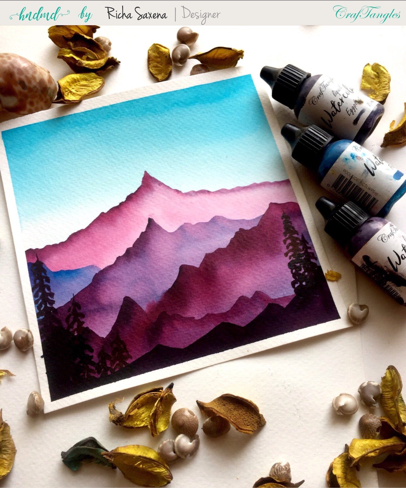 Watercolour tutorial - Misty mountain scene - CraftAdda Blog