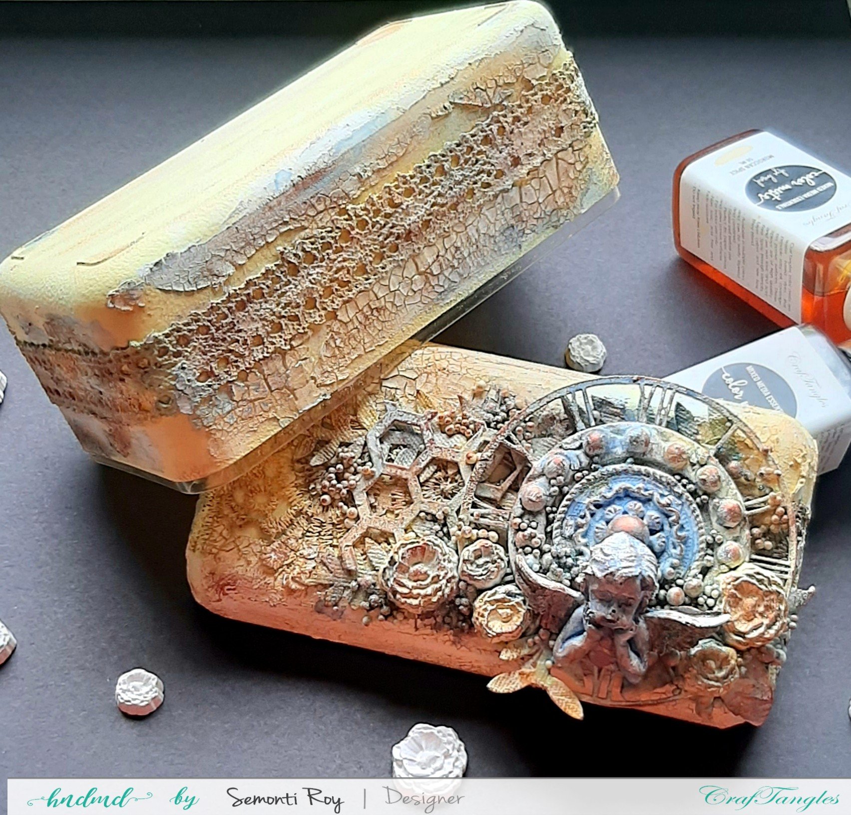 Altered mixed media box with video tutorial - CraftAdda Blog