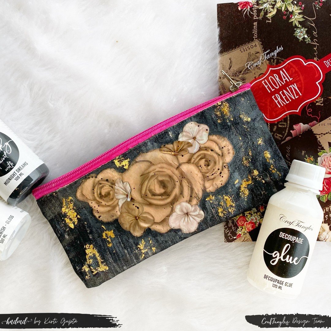 Decoupage on Canvas Pouch - CraftAdda Blog