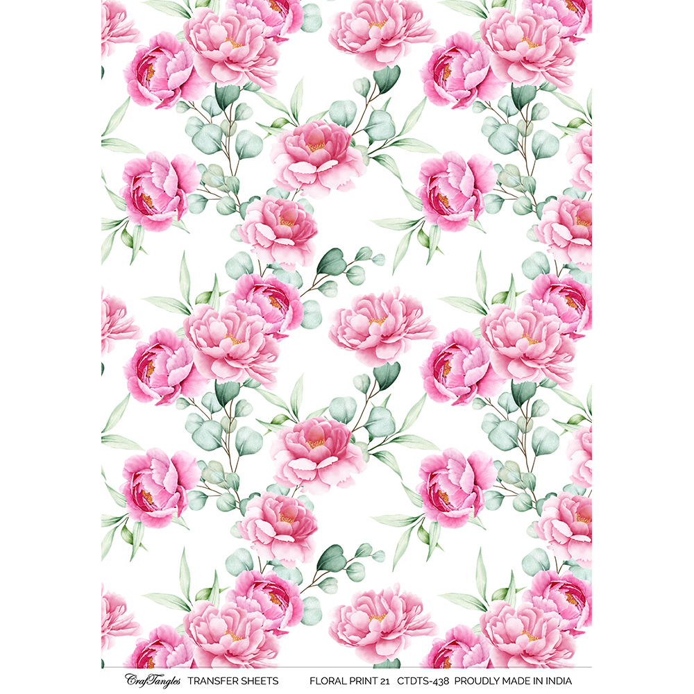 CrafTangles A4 Transfer It Sheets - Floral Print 21 - CTDTS-438 - CraftAdda