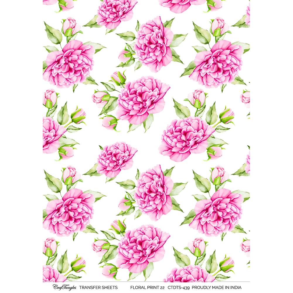 CrafTangles A4 Transfer It Sheets - Floral Print 22 - CTDTS-439 - CraftAdda