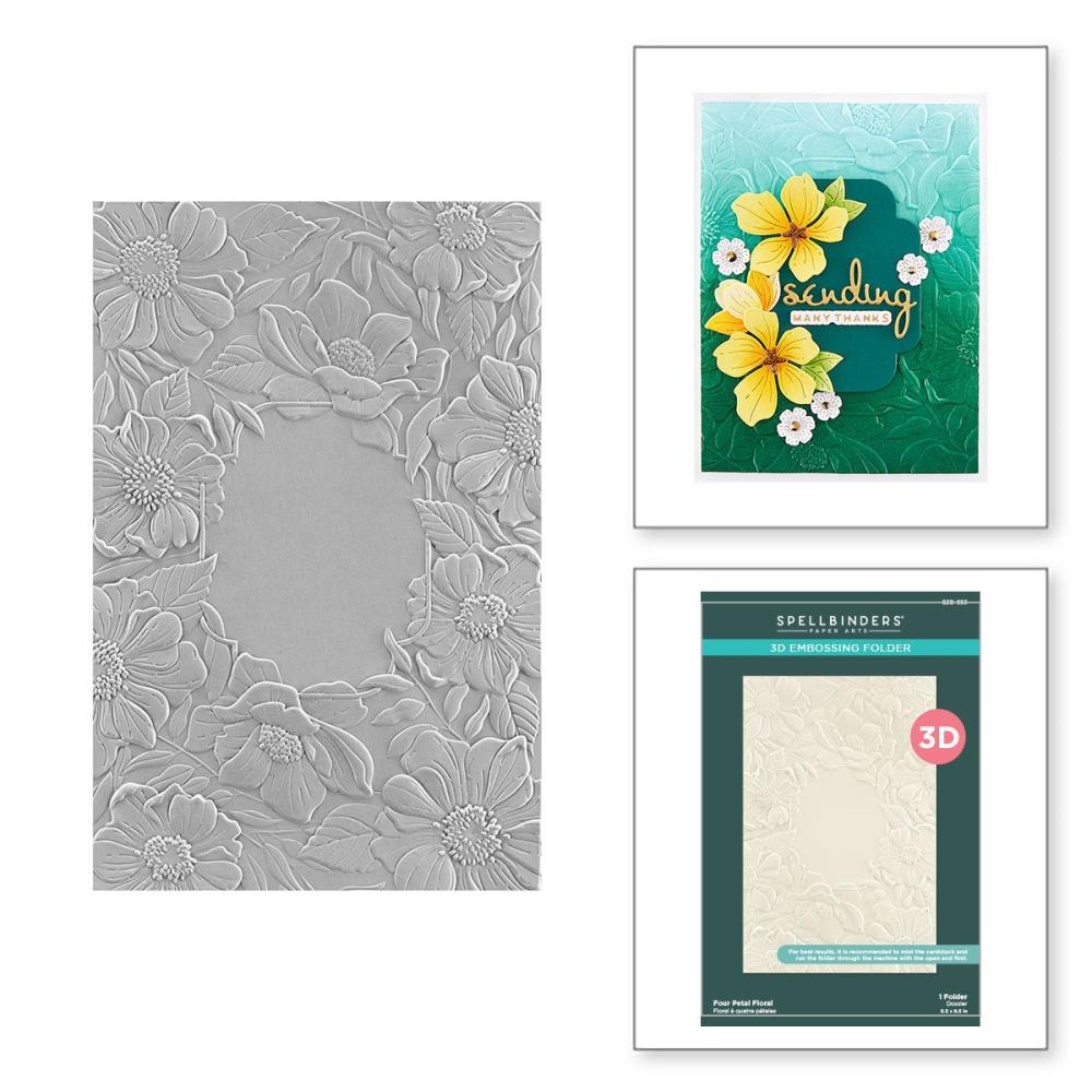 Spellbinders 3D Embossing Folder 5.5"X8.5" - Four Petal Floral - E3D-053 - CraftAdda